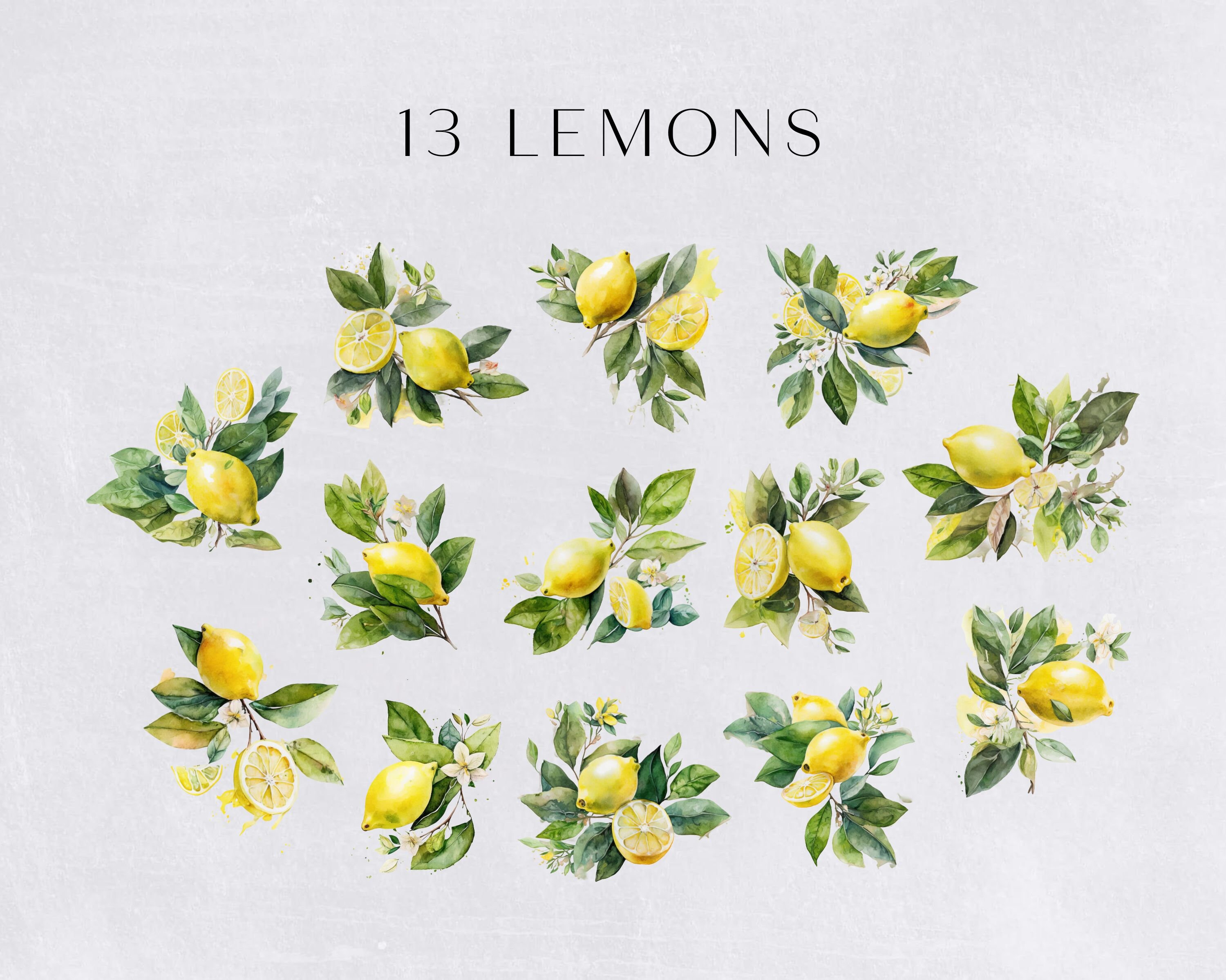 Watercolor Lemons Clipart , Summer Clip Art for Commercial Use ...