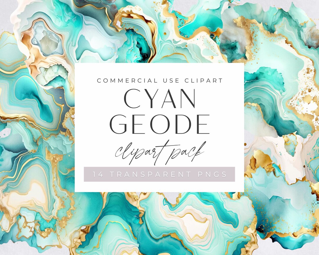 Cyan and Gold Alcohol Ink Png Clipart Geode Transparent - Etsy