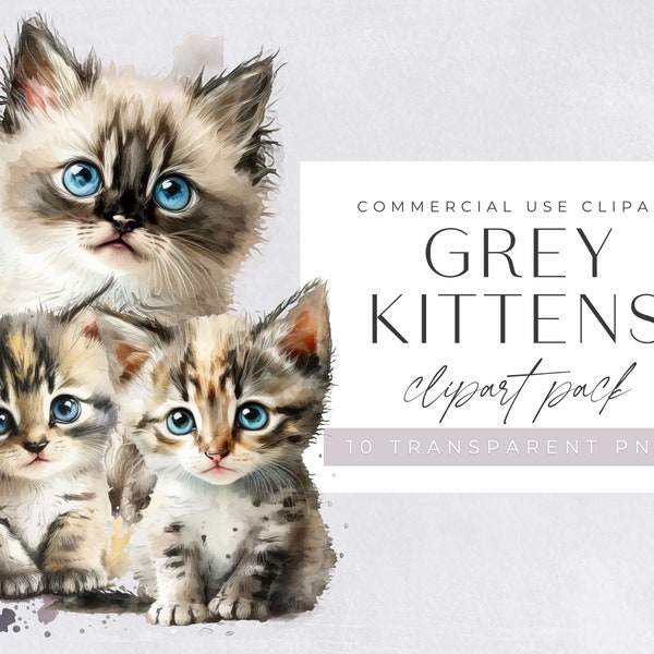 Grey Kitten Clipart - Etsy