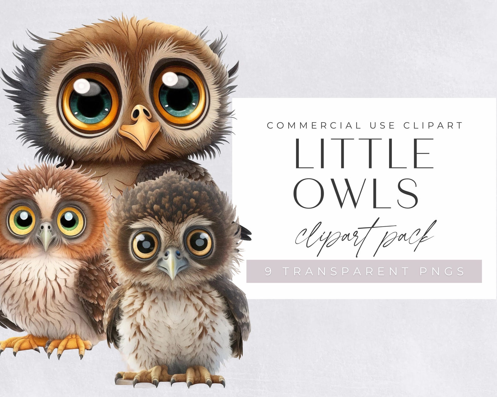 Little Owls Clipart Watercolor, Cute Clipart for Commercial Use ...