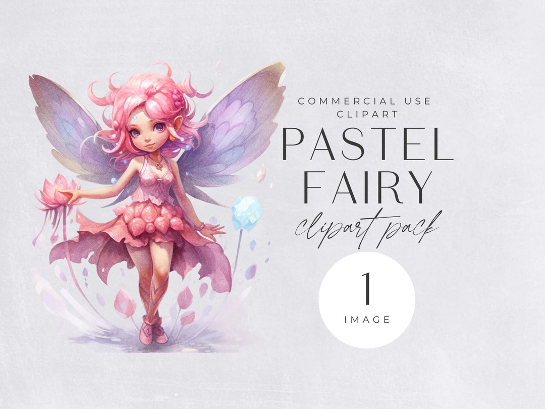 Pastel Fairy Clipart | SINGLE IMAGE | Pink Watercolor Fairies, Cute ...