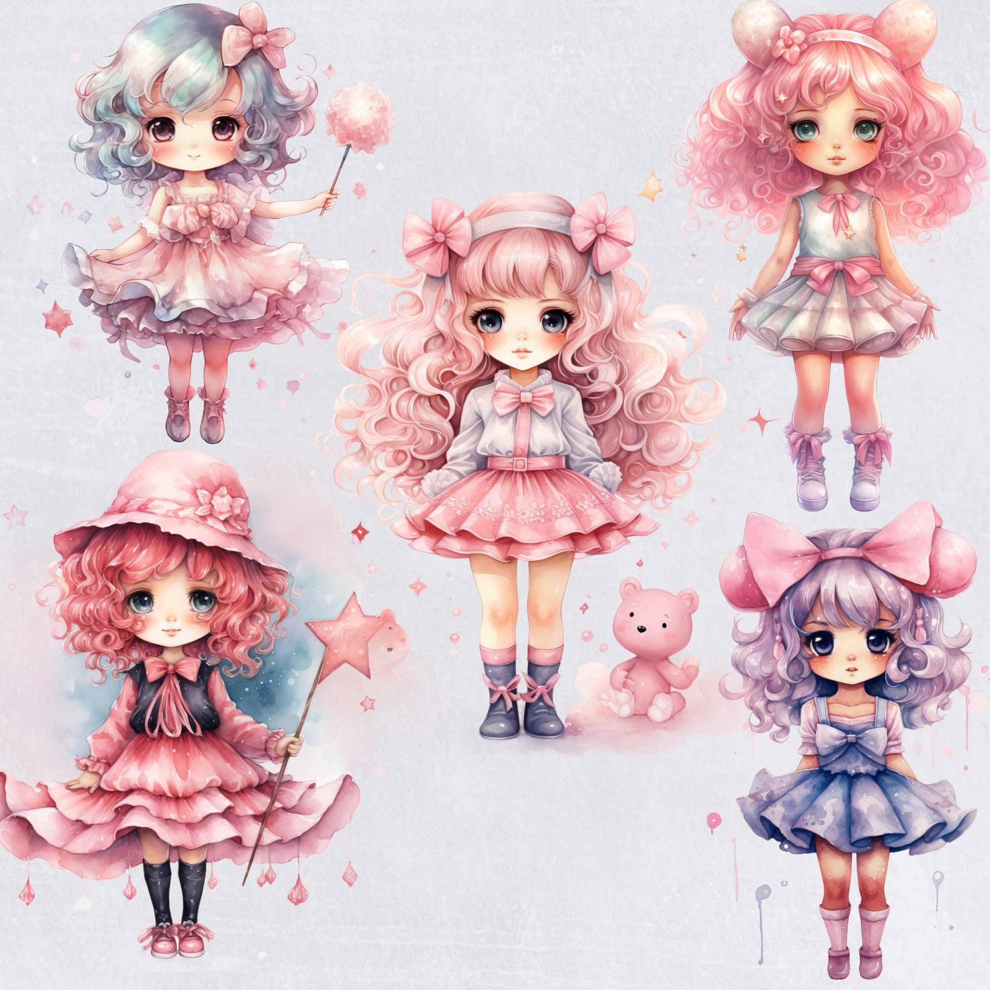 Magical Girls Clipart, Fantasy Clip Art, Princess Birthday, Pink Dress ...