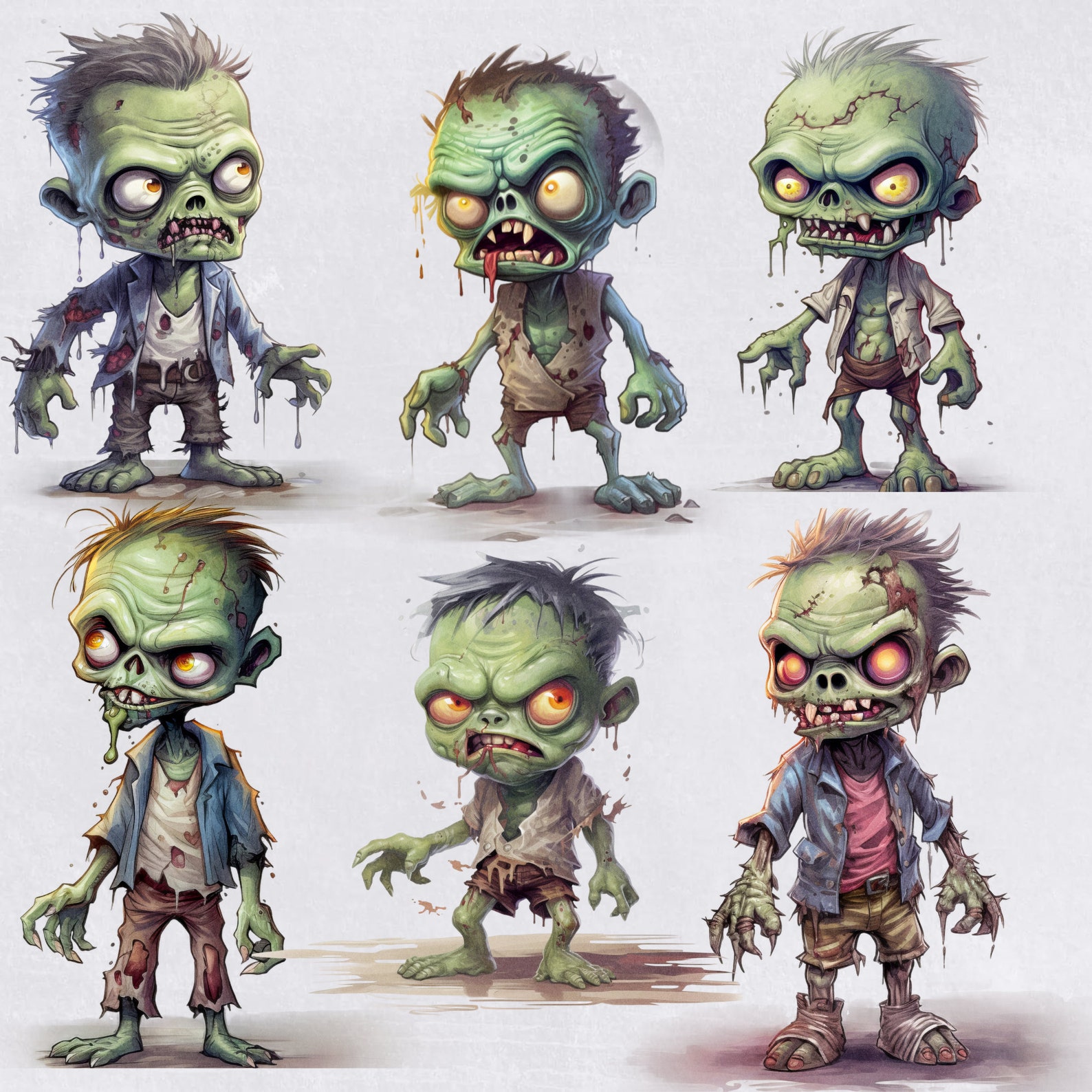 Zombie Clipart, Halloween Monsters Clipart, Watercolor, Halloween Party ...