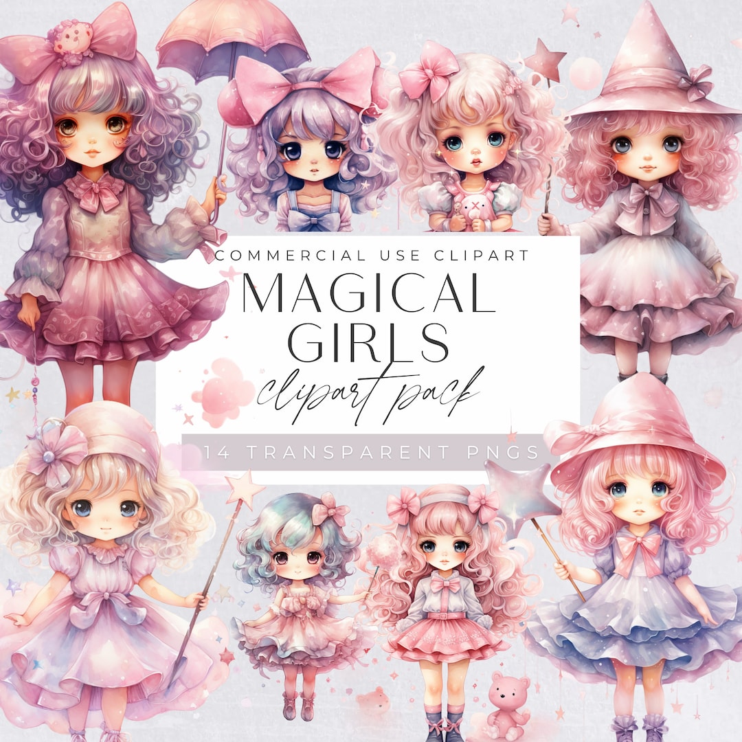 Magical Girls Clipart, Fantasy Clip Art, Princess Birthday, Pink Dress ...