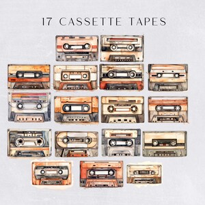Cassette Tapes Clipart, Retro Music Tape Clip Art, 80s Party Graphics ...