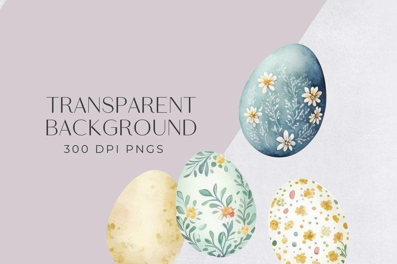 Watercolor Easter Eggs Clipart, Clipart for Commercial Use, Transparent ...