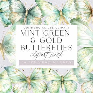 Watercolor Butterfly Clipart Bundle, Pink, Green, Gold, Navy Blue ...