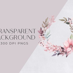 Clipart Watercolor Wreath Bundle, Pink Floral Wreaths, Wild Flower ...