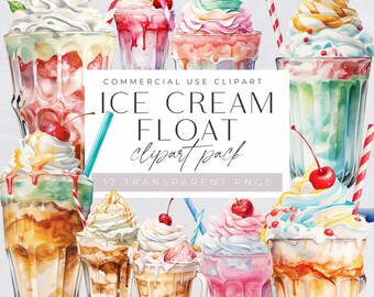 Ice Cream Sundae Clipart, Cones and Sundaes Graphics, Watercolor Summer ...