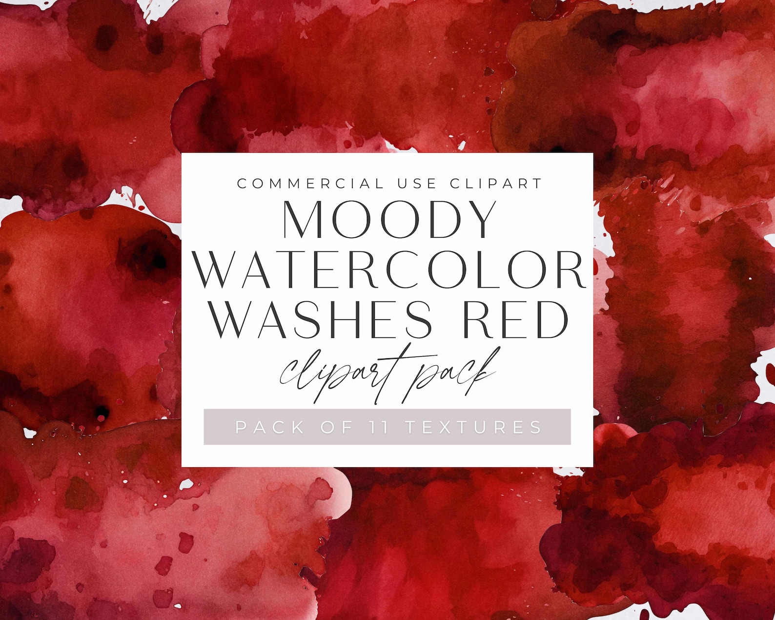 Moody Red Watercolor Washes Clipart Pack, Ruby, Cherry Texture ...
