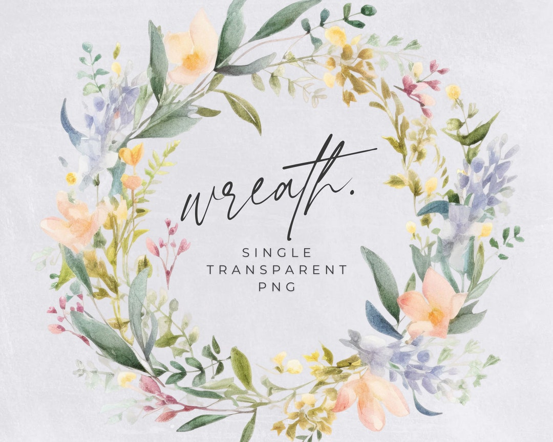 Clipart Watercolor Wreath, Wildflower SINGLE IMAGE, Floral Wreaths ...