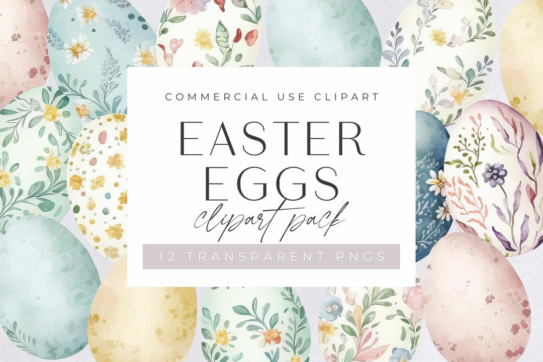 Watercolor Easter Eggs Clipart, Clipart for Commercial Use, Transparent ...