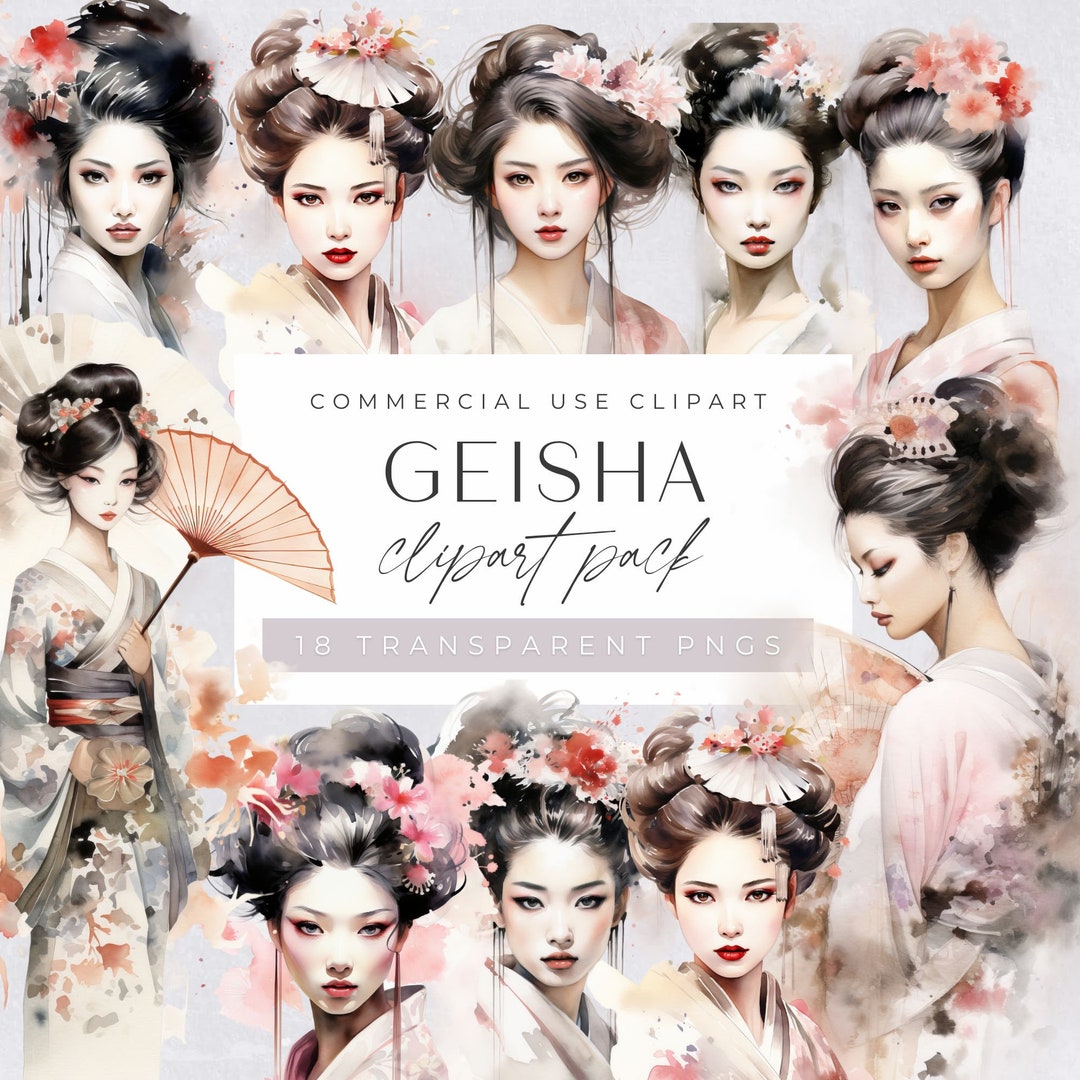 Geisha Girl, Watercolor Japanese Clipart, Instant Download, Warrior ...
