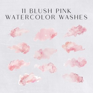Blush Pink Watercolor Washes Clipart, Pastel Texture Backgrounds for ...