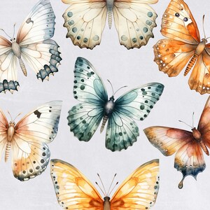Boho Butterfly Clipart, Watercolor Abstract Butterflies Clip Art Bundle ...