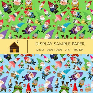 Gnomes Digital Paper, Scrapbook Paper, Seamless, Instant Download ...