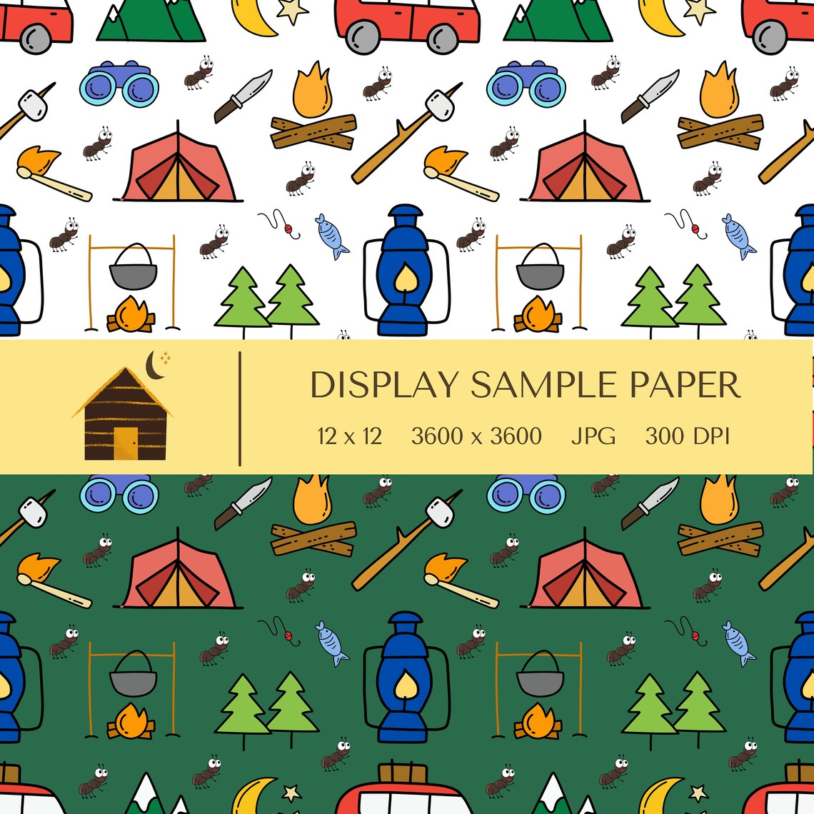Camping Digital Paper, Camping Scrapbook Paper, Wilderness Theme ...