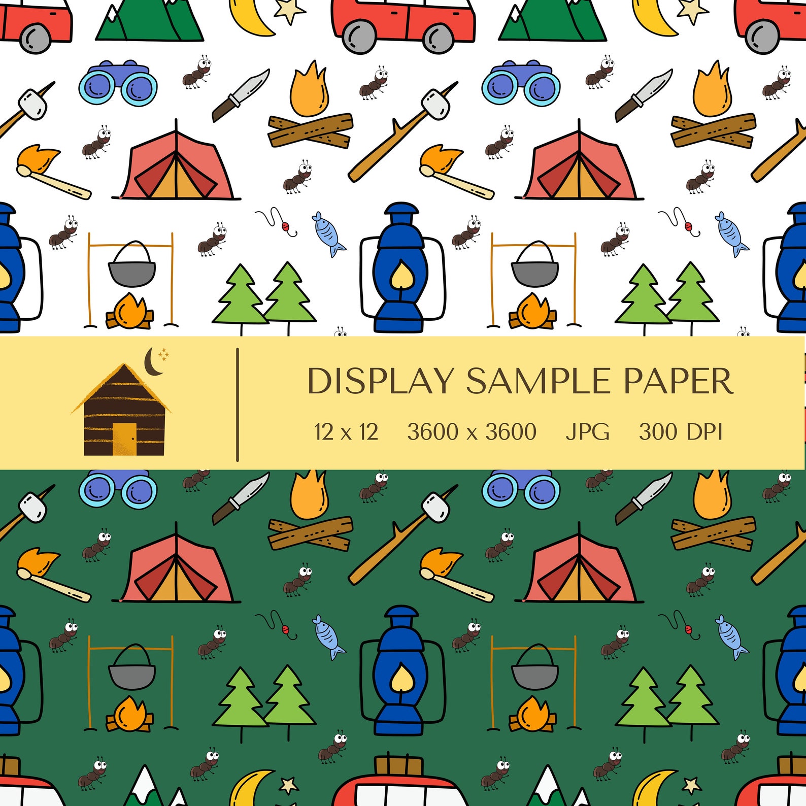 Camping Digital Paper, Camping Scrapbook Paper, Wilderness Theme ...