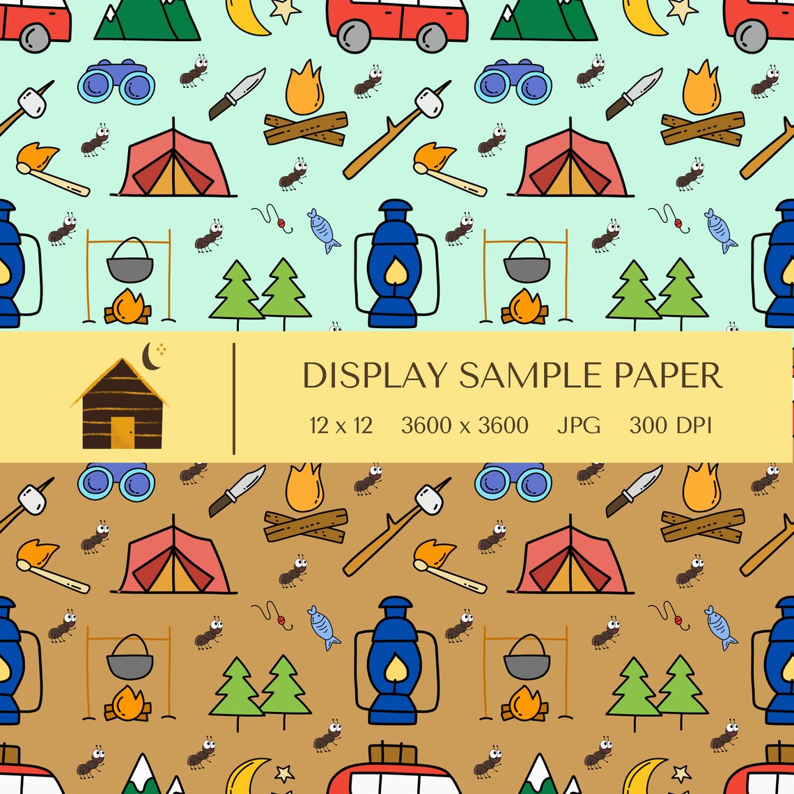 Camping Digital Paper, Camping Scrapbook Paper, Wilderness Theme ...