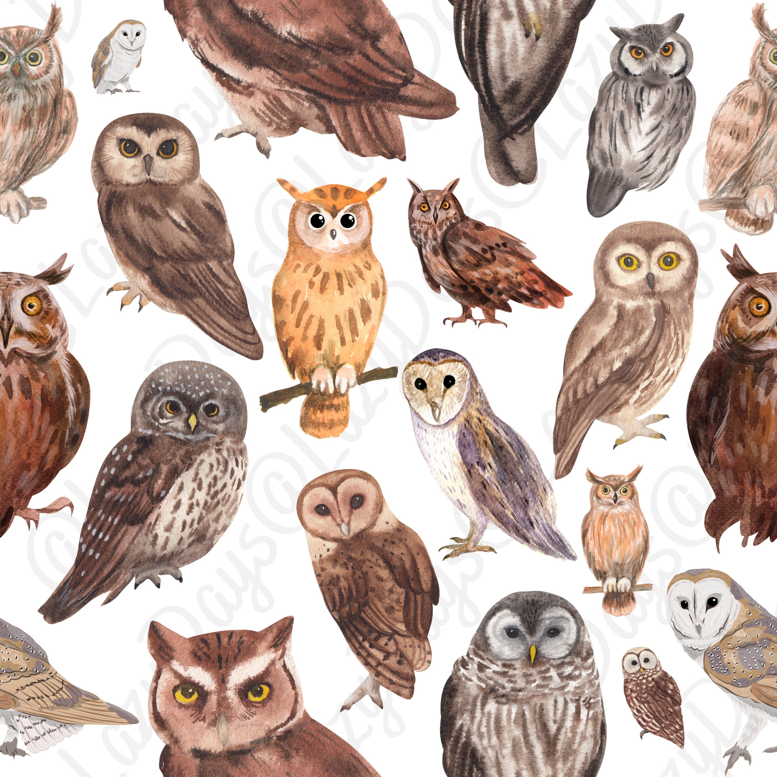 Owls Digital Paper Scrapbook Paper Seamless Instant - Etsy