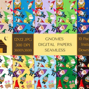 Gnomes Digital Paper, Scrapbook Paper, Seamless, Instant Download ...