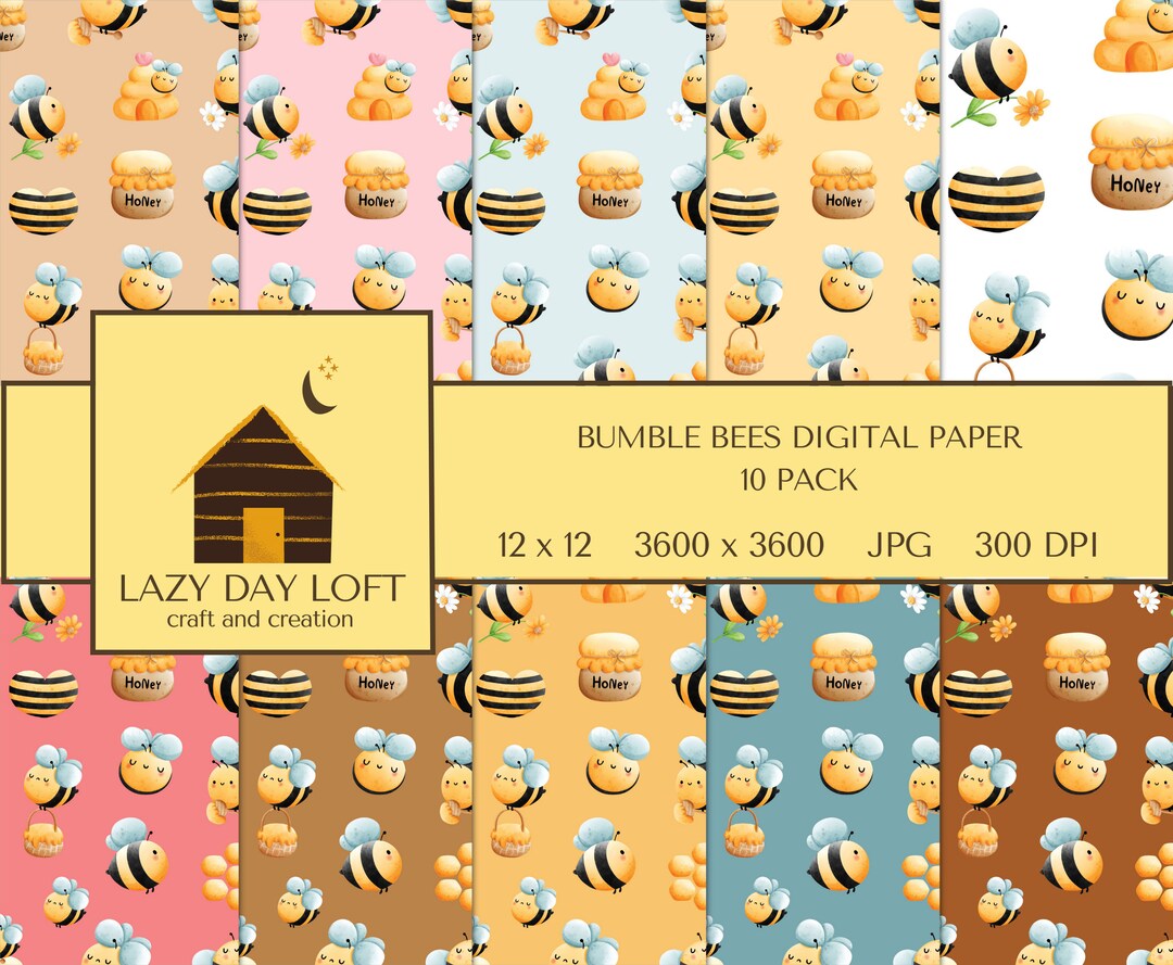 Bumble Bee Paper, Bees Paper, Honey Bee Paper, Junk Journal Paper, Busy ...