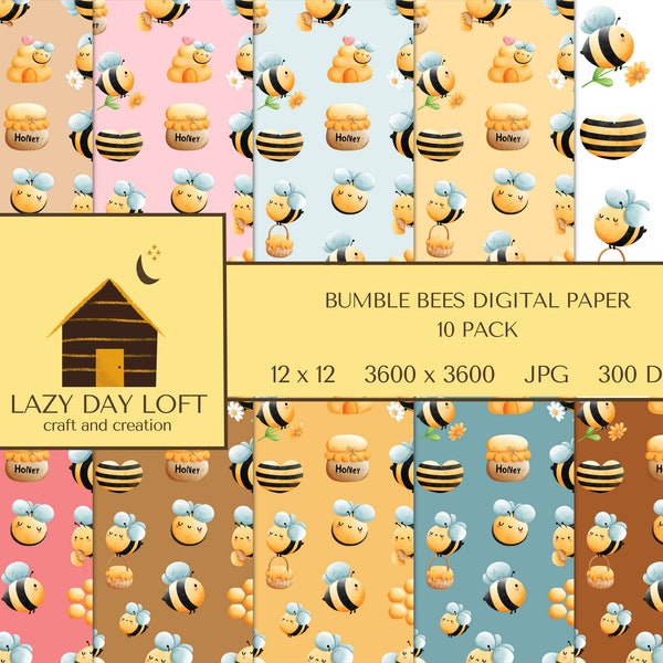 Bee Digital Paper - Etsy