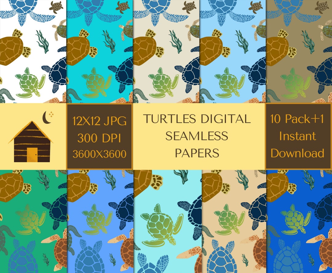 Turtles Digital Paper, Sea Turtles Digital Paper, Turtle Theme Digital ...