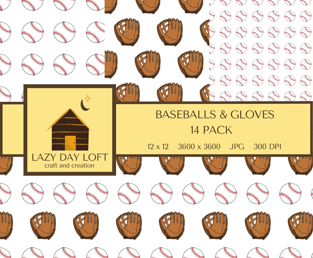 Baseball Digital Paper, Baseball Glove Digital Paper, Sports Theme ...