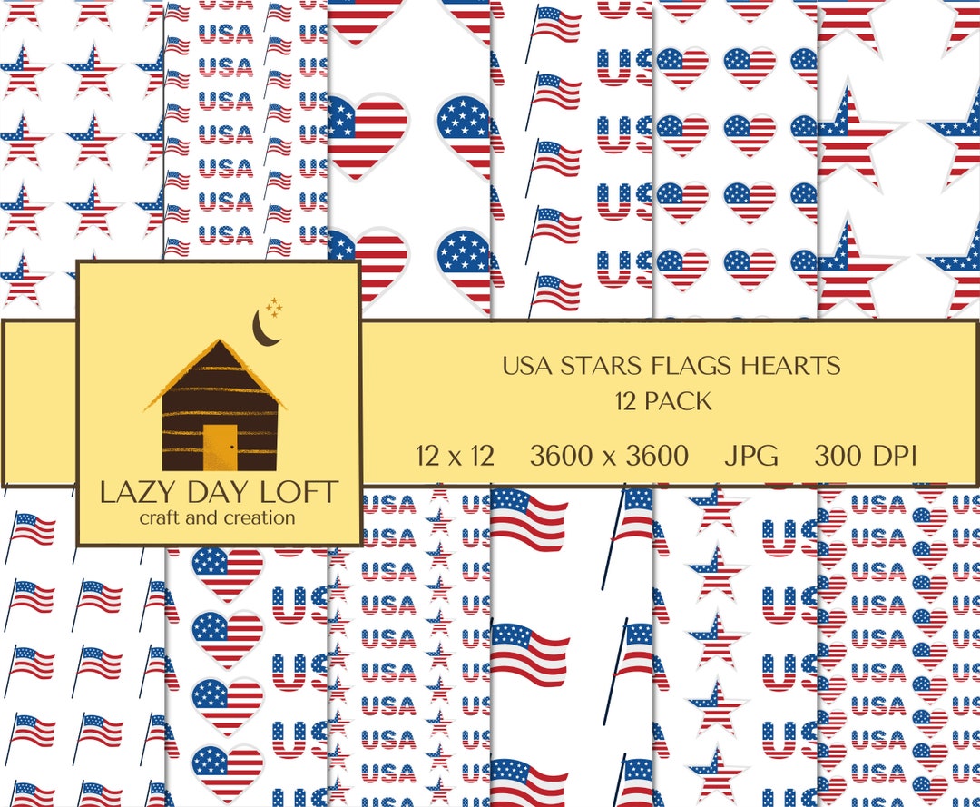 4th of July Digital Paper, 4th of July Scrapbook Paper, USA Digital ...