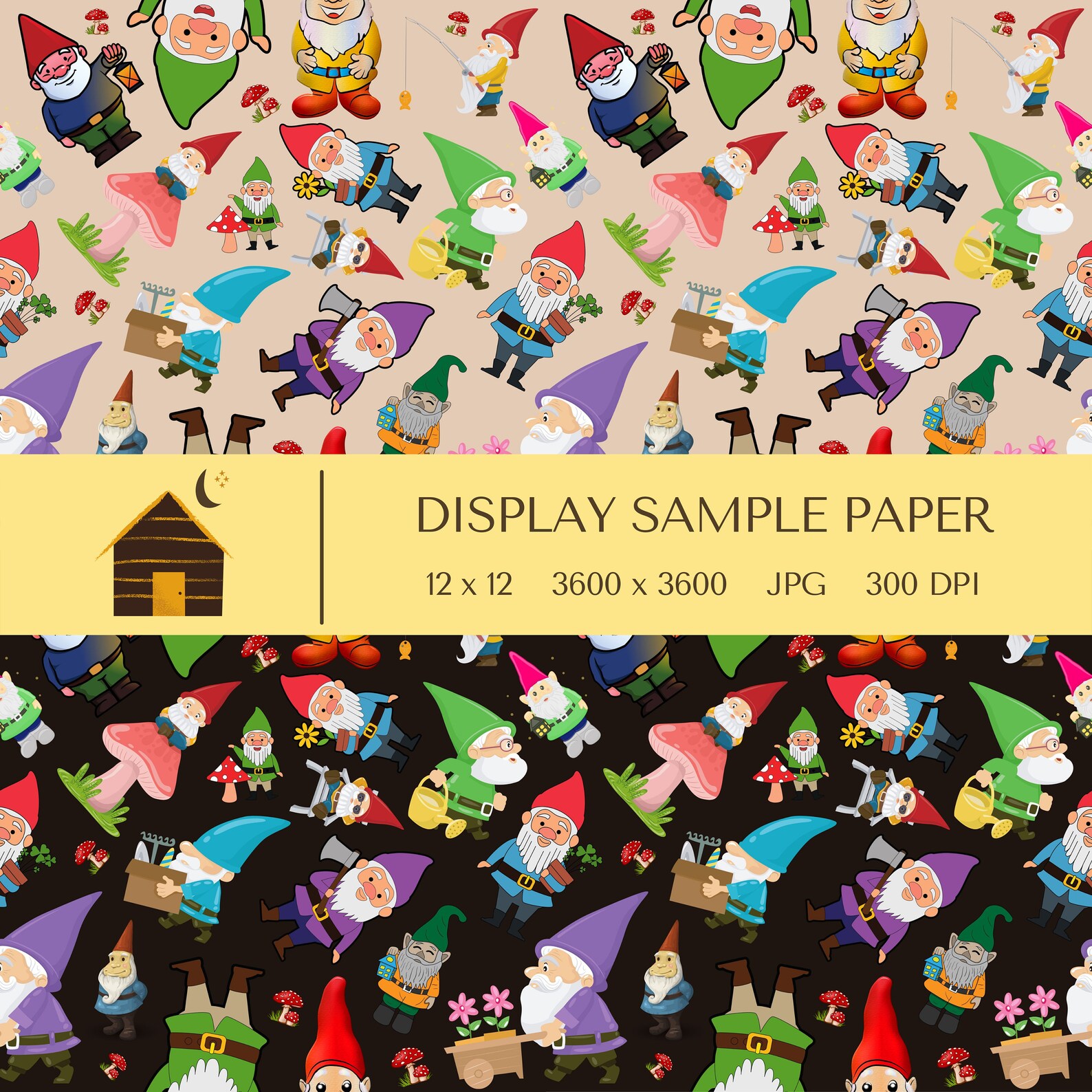 Gnomes Digital Paper Scrapbook Paper Seamless Instant - Etsy