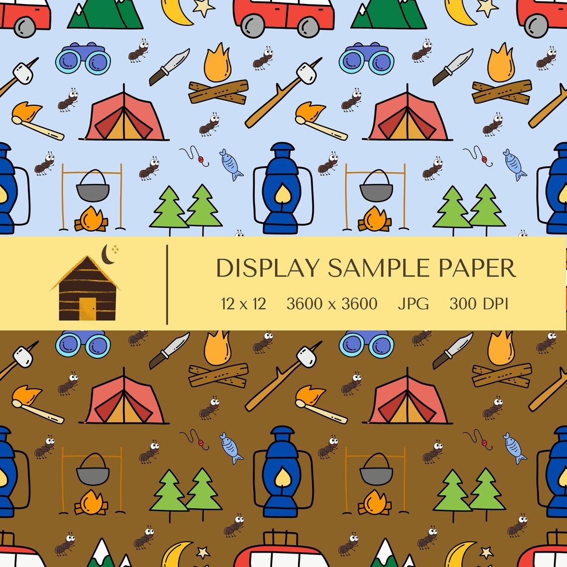 Camping Digital Paper, Camping Scrapbook Paper, Wilderness Theme ...