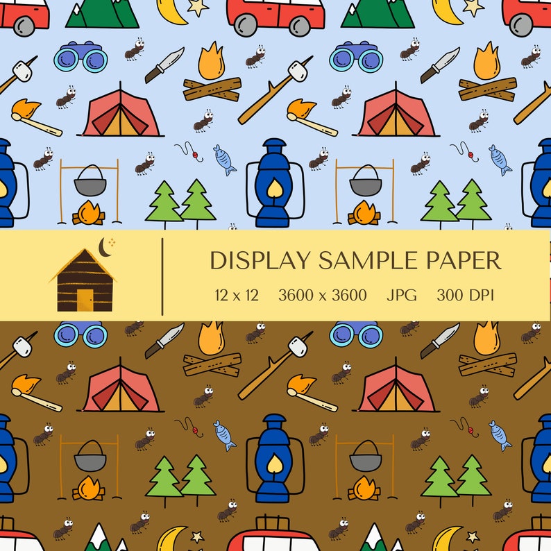 Camping Digital Paper, Camping Scrapbook Paper, Wilderness Theme ...