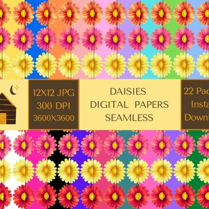 Daisies Digital Paper, Scrapbook Paper, Seamless, Instant Download ...