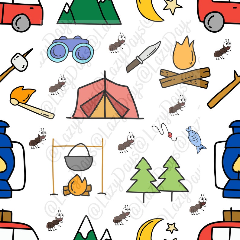 Camping Digital Paper, Camping Scrapbook Paper, Wilderness Theme ...