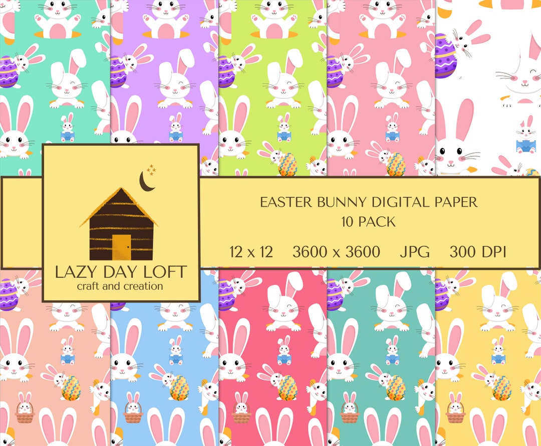 Easter Bunny Digital Paper, Scrapbook Paper, Seamless, Instant Download ...