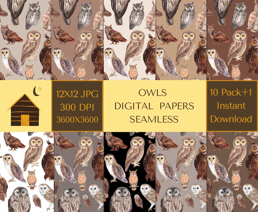 Owls Digital Paper, Scrapbook Paper, Seamless, Instant Download ...