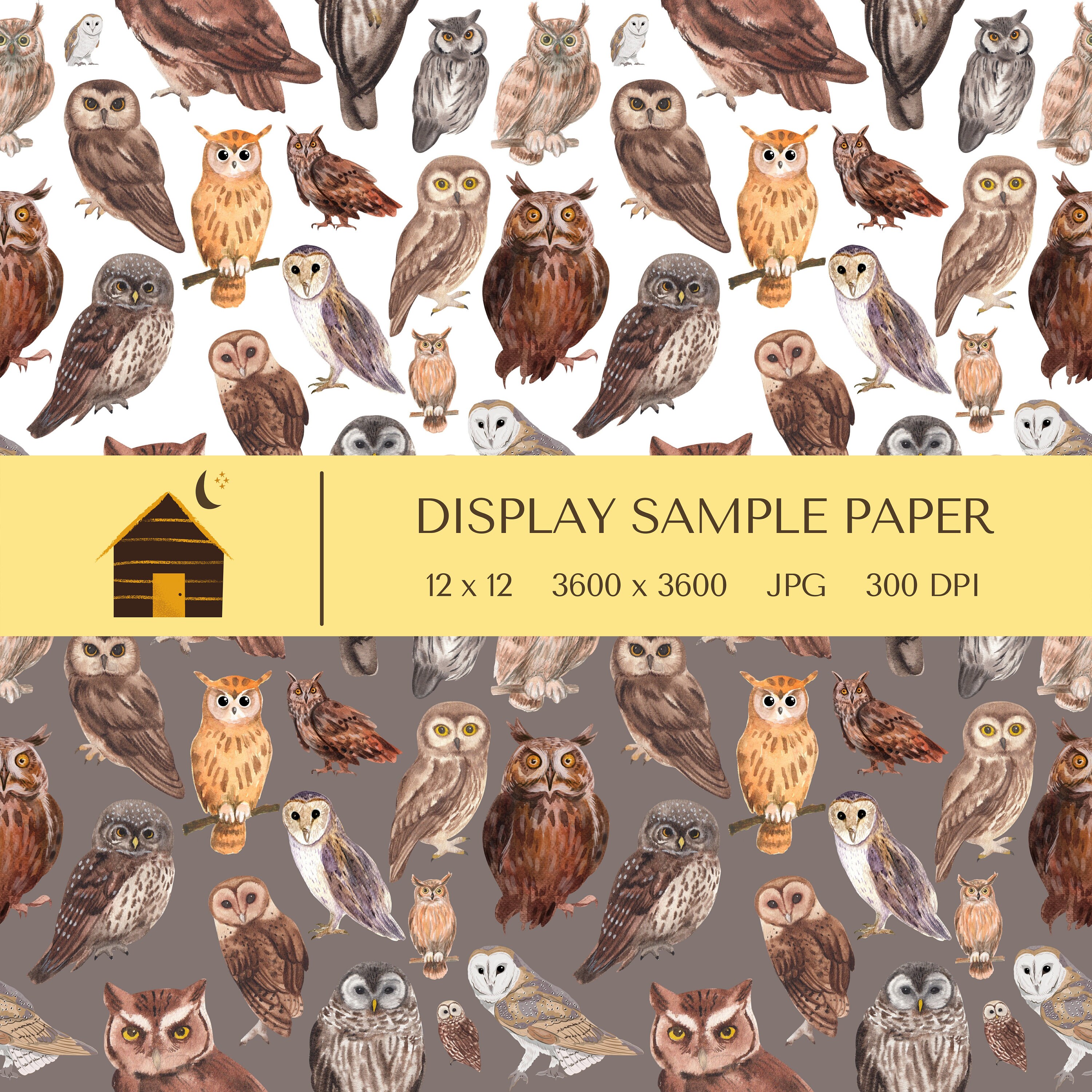 Owls Digital Paper, Scrapbook Paper, Seamless, Instant Download ...