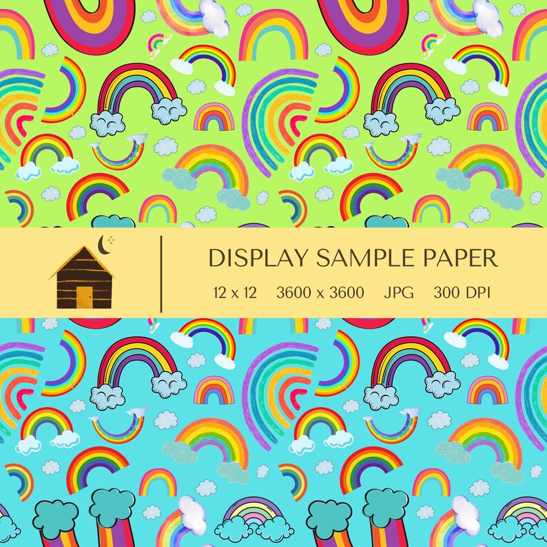 Rainbow Digital Paper, Rainbows Paper, Rainbows Scrapbook Paper ...