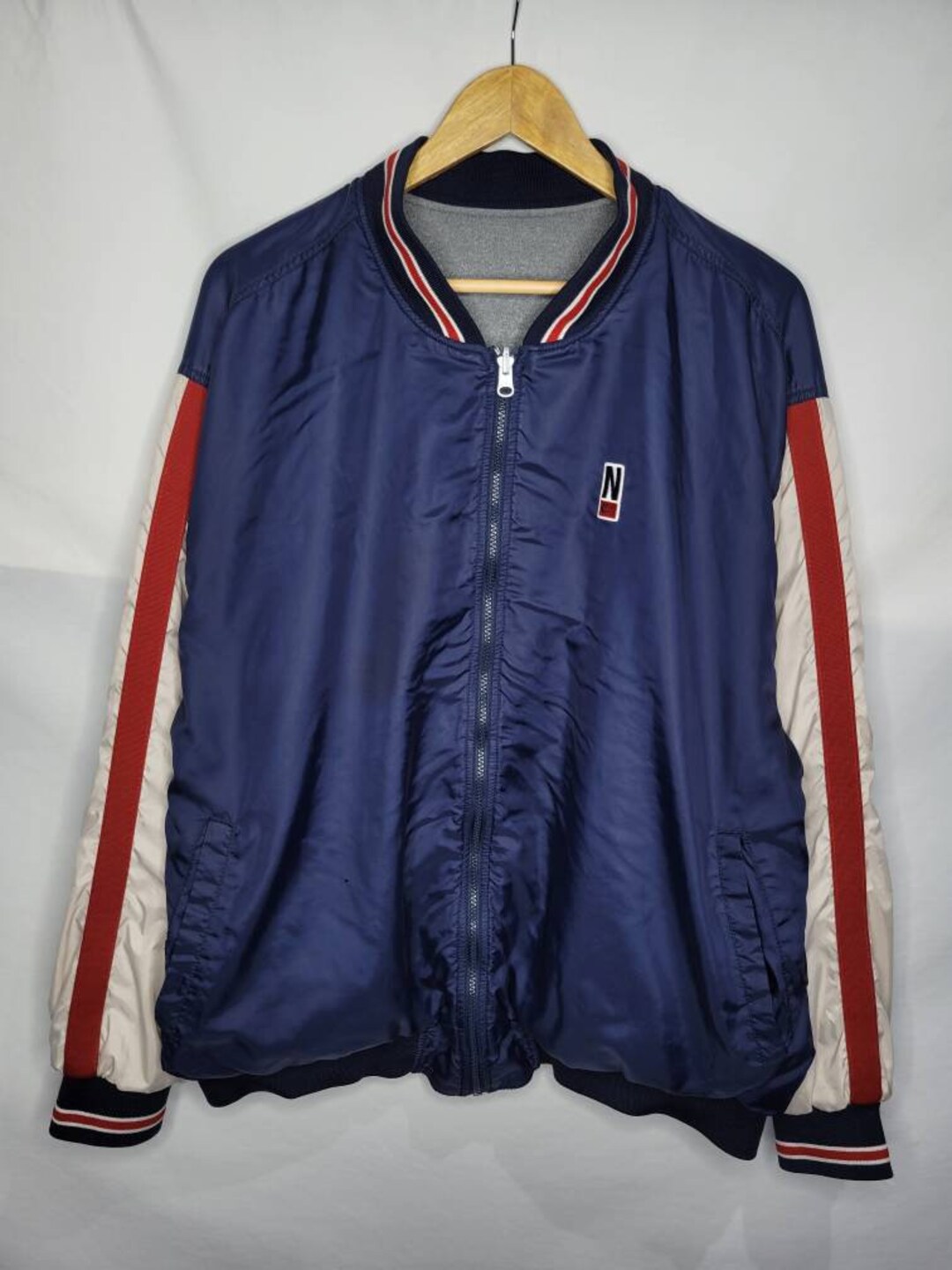 Vintage 90s Men's Reversible Bomber Jacket Size XL Navy - Etsy