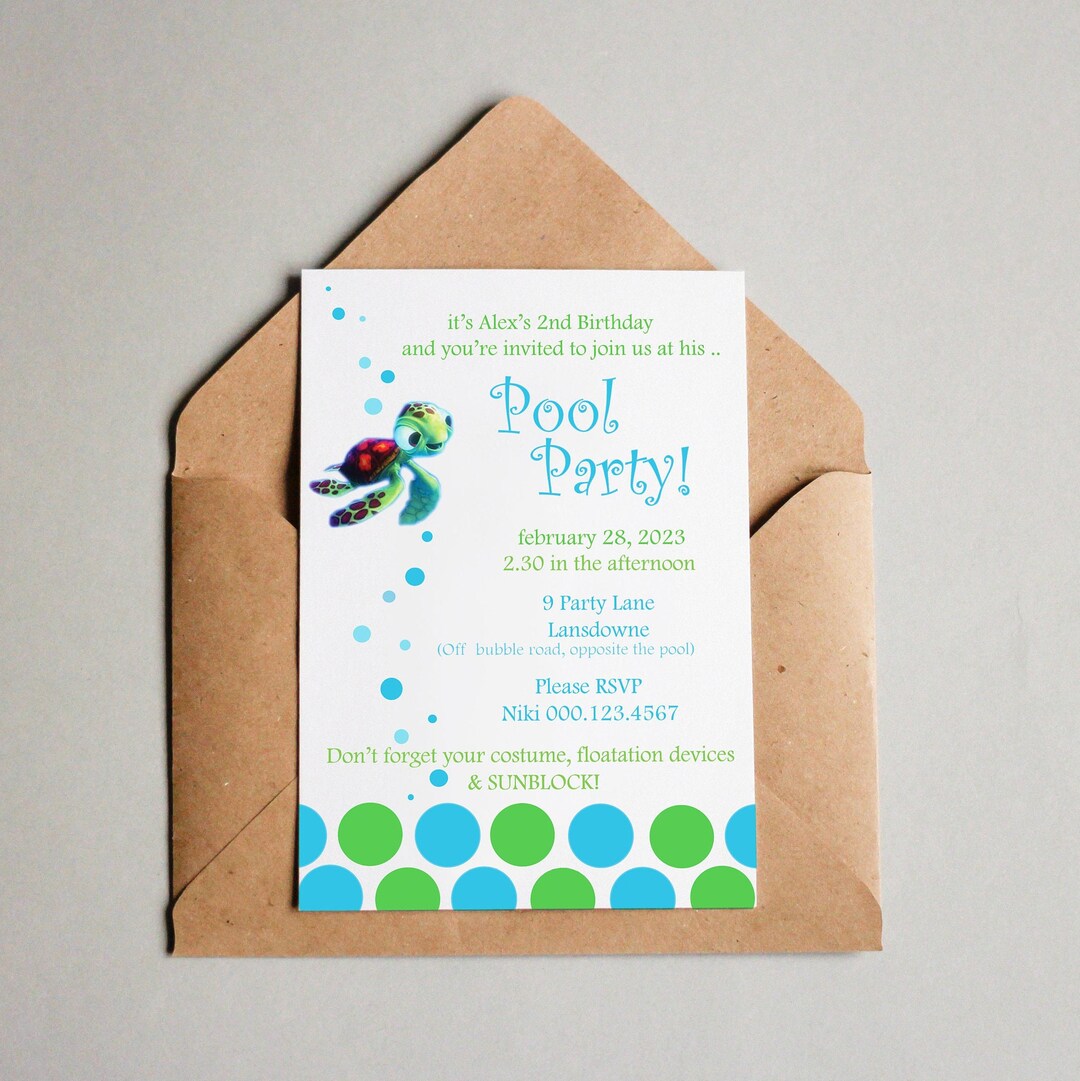 Editable Digital Turtle Pool Party Invitation - Etsy Australia