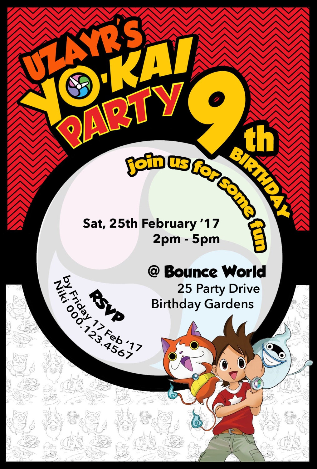 Yokai Watch Personalized Invitation - Etsy