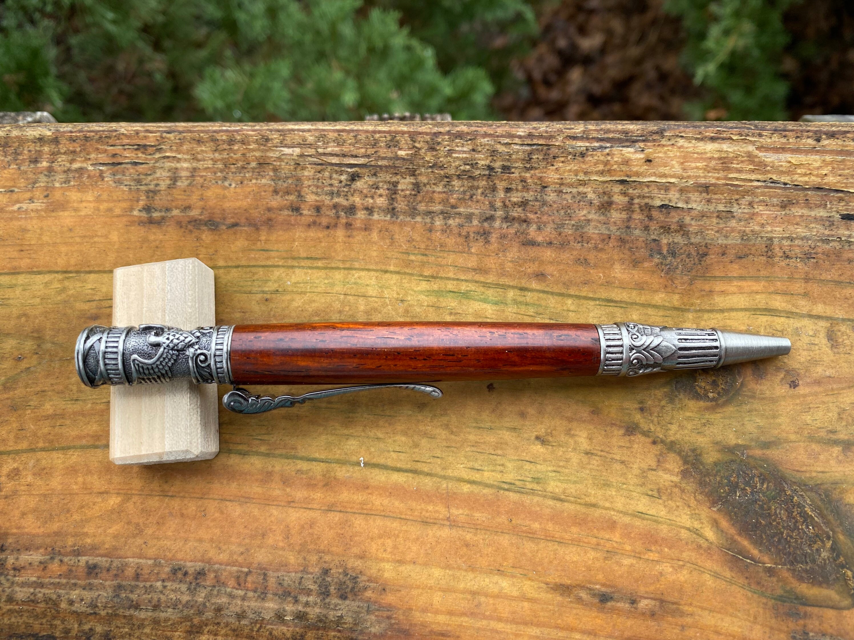 Federal Wood Pen, Handcrafted Hard Wood, Pewter Finish, Twist Ballpoint ...