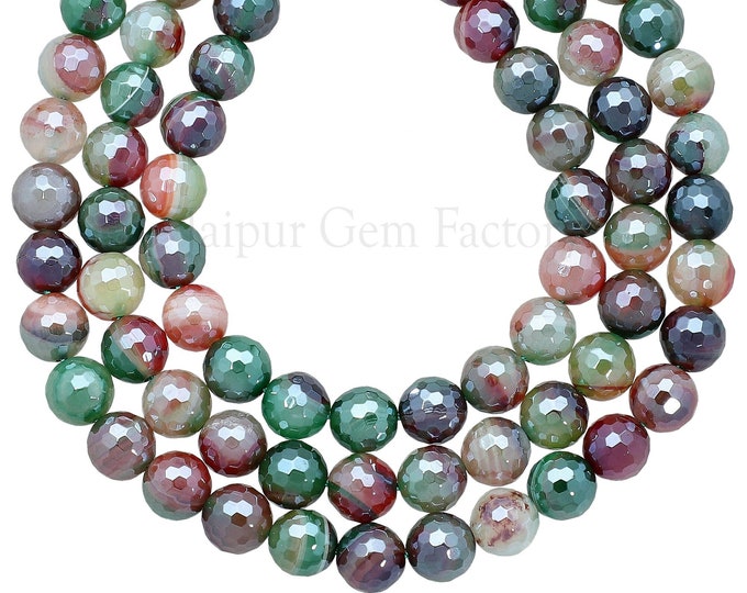 Mystic Coated Indian Agate Beads Genuine Natural Gemstone Micro Faceted ...