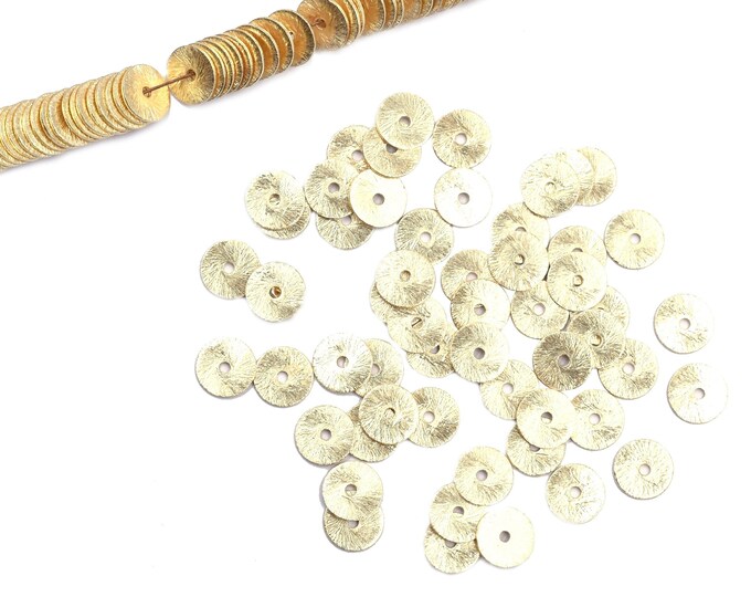Brushed Gold Copper Wavy Disc, All Sizes 8 Inch Strand - Etsy
