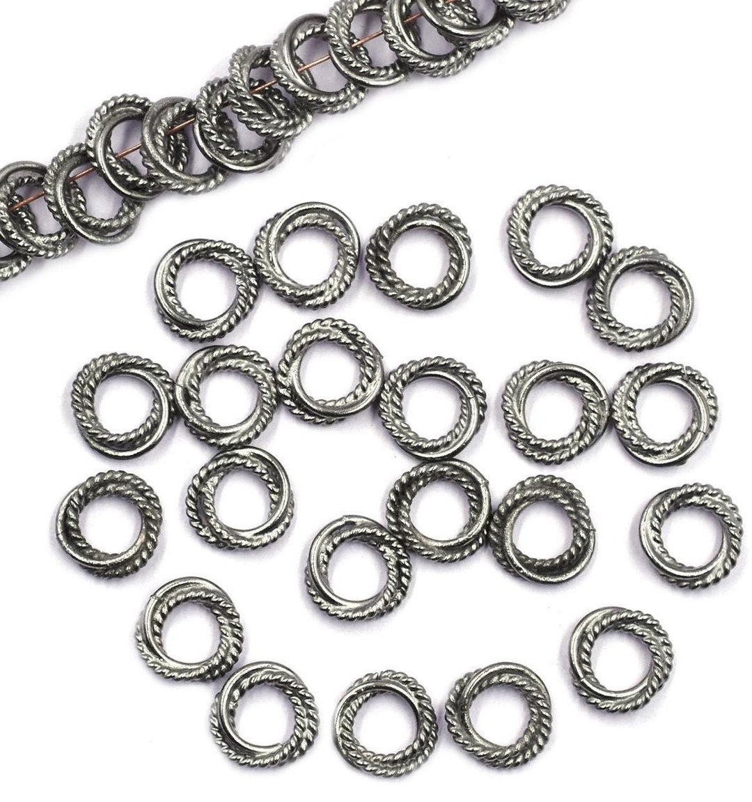 30 Pcs 10mm Twisted Wire Jump Rings, Black Gunmetal Copper Findings ...