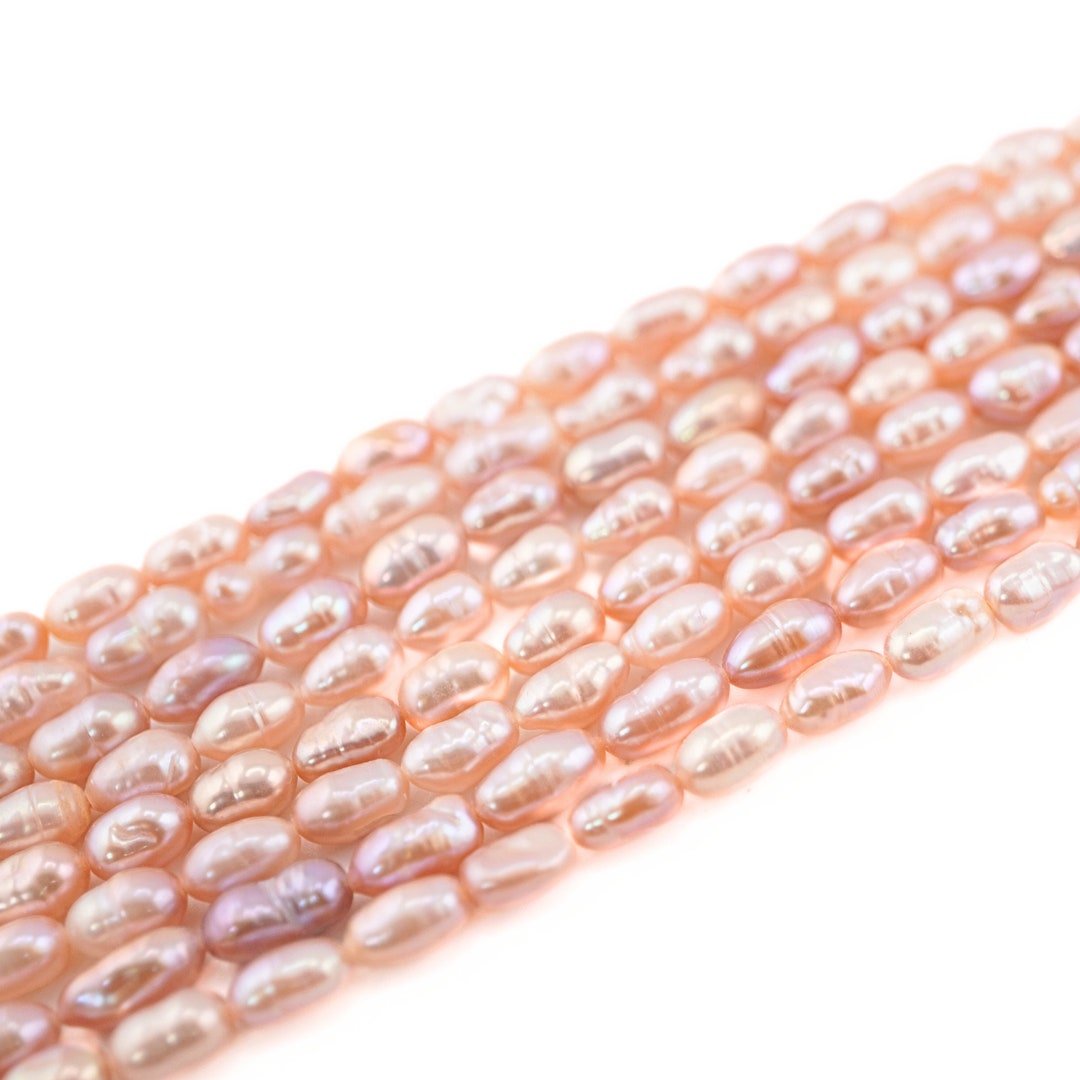 7x5-6x4 MM Peach Rice Freshwater Pearls Natural High Luster Pearls for ...