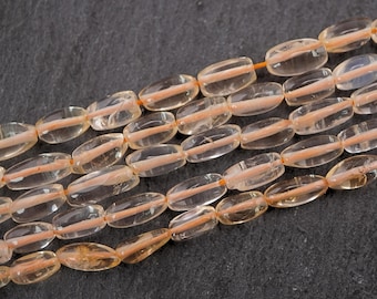 Flashy Natural Golden Citrine Faceted Drum Barrel Rice Beads 15.5 ...