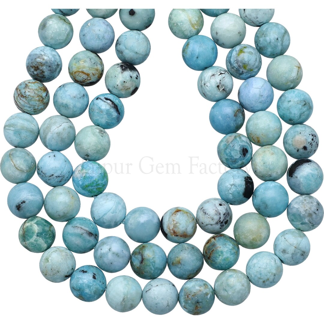 8mm Beautiful Blue Opal Smooth Round Beads 15 Inch Strand Jewelry ...