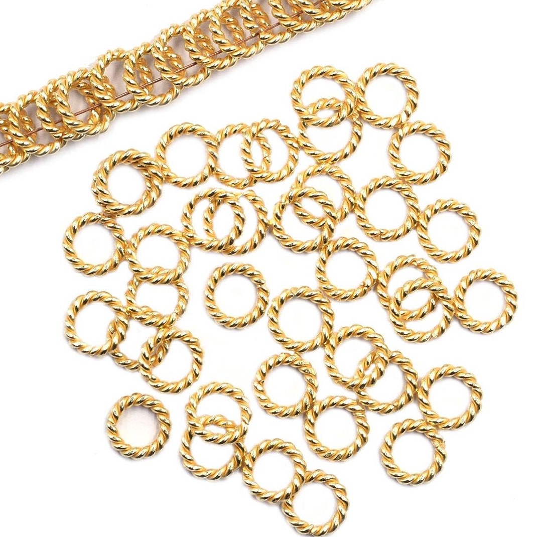 45 Pcs 10mm Twisted Wire Jump Rings – Gold Plated Copper, Strong Open ...